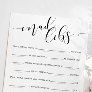 Funny Birthday Mad Libs Game Printable Bday Games for Adults and Kids ...