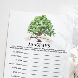 Family Reunion Anagrams Game Printable | Word Scramble, Family ...