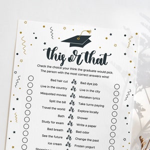 Graduation This or That Game Printable 2024 Grad Party Game Ideas for ...