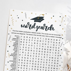 Graduation Word Search Game Printable Grad Party Game Ideas for ...