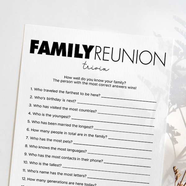 Family Reunion Quiz - Etsy