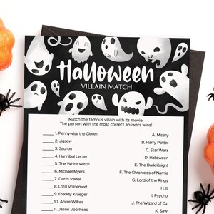 Halloween Villain Match Printable Scary Movie Game Night Idea for ...