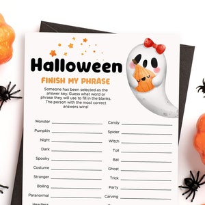 Halloween Finish My Phrase Game Printable Ghost Halloween Party ...