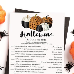 Halloween Riddle Me This Game Printable Funny Halloween Riddles for ...