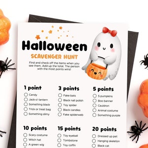 Cute Halloween Scavenger Hunt Printable Ghost Themed Halloween Game for ...