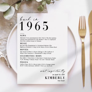 60th Birthday Party Decorations 60th Bday Place Cards 60th Born in 1965 ...