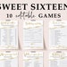 Gold Sweet 16 Games Printable Sweet Sixteen Activity Bundle Editable ...
