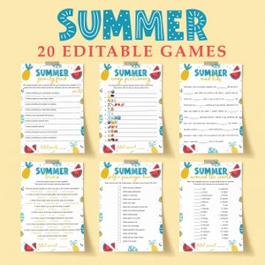 Summer Games Bundle for Kids and Adults Editable Vacation Activities ...