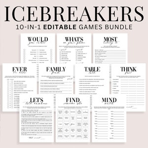 Icebreaker Games Bundle | Conversation Starters Templates Dinner Party ...