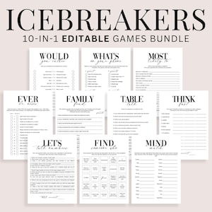 Icebreaker Games Bundle Conversation Starters Templates Dinner Party ...