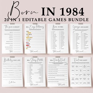 40th Birthday Party Games Bundle Born in 1984 Birthday Games 40 Years ...