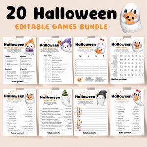 Cute Halloween Games Pack for Kids and Adults Watercolor Ghost Themed ...