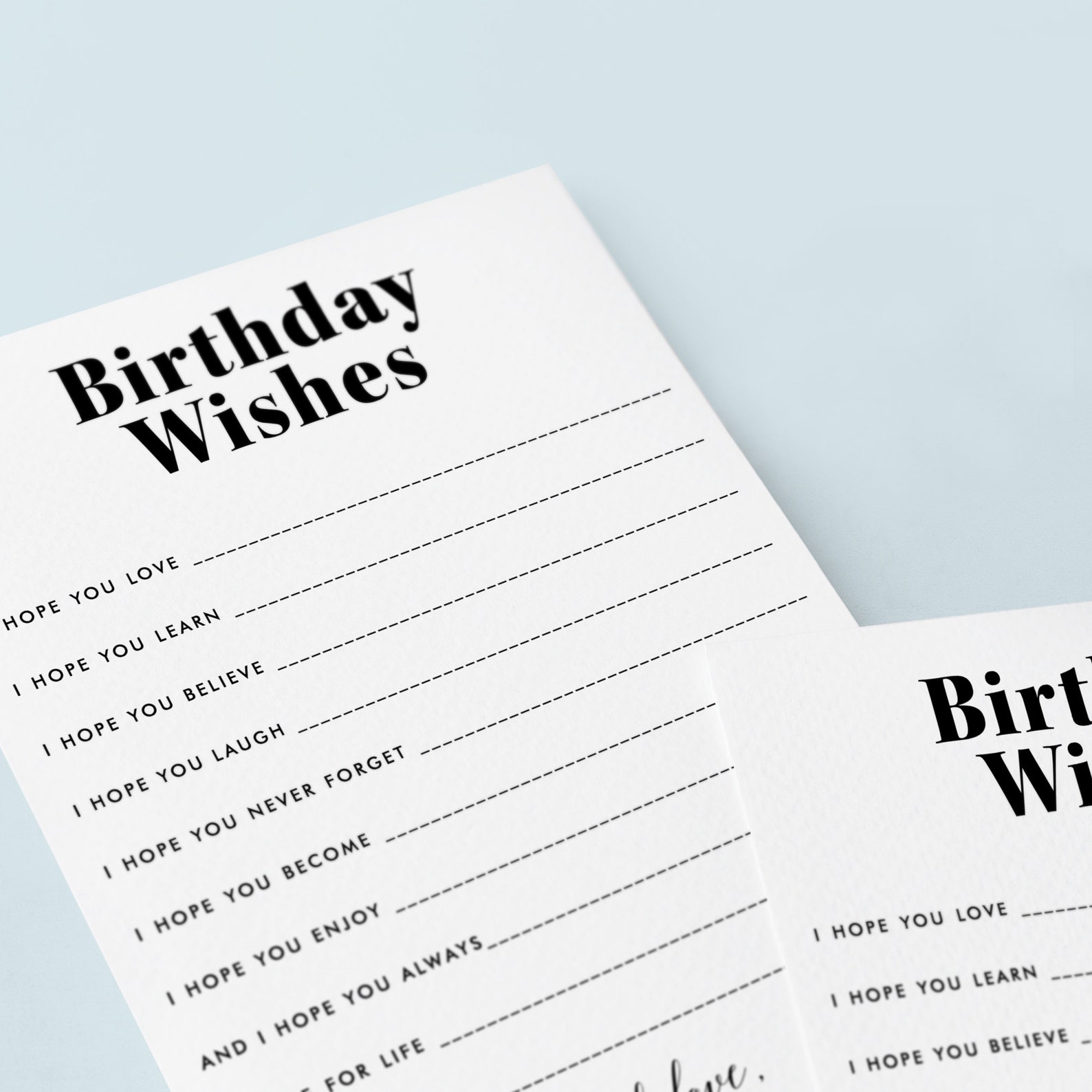 Modern Birthday Wishes Printable Dear Birthday Boy or Girl Minimal Bday ...