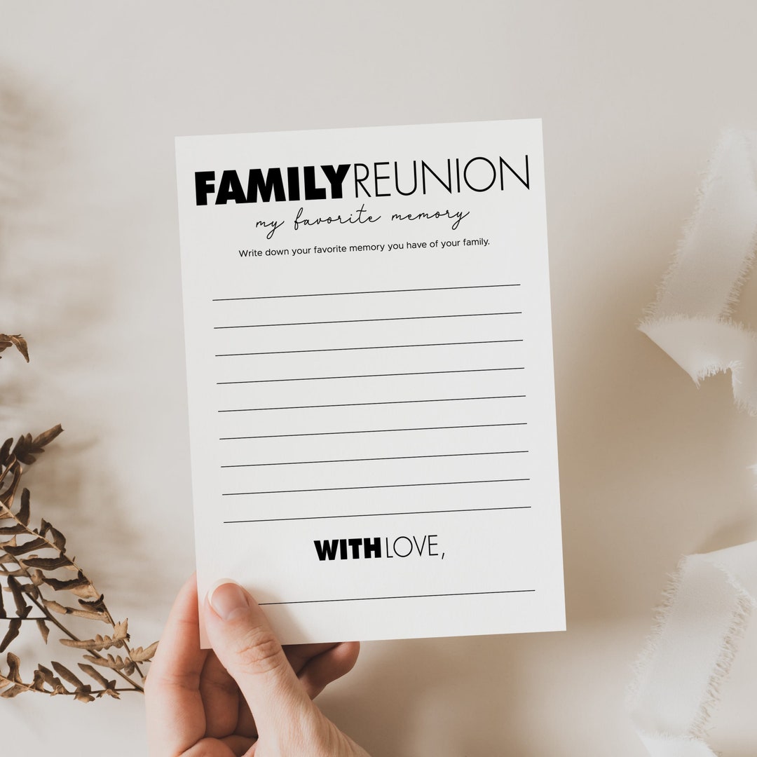 My Favorite Memory Card Printable Modern Family Reunion Keepsake Idea ...