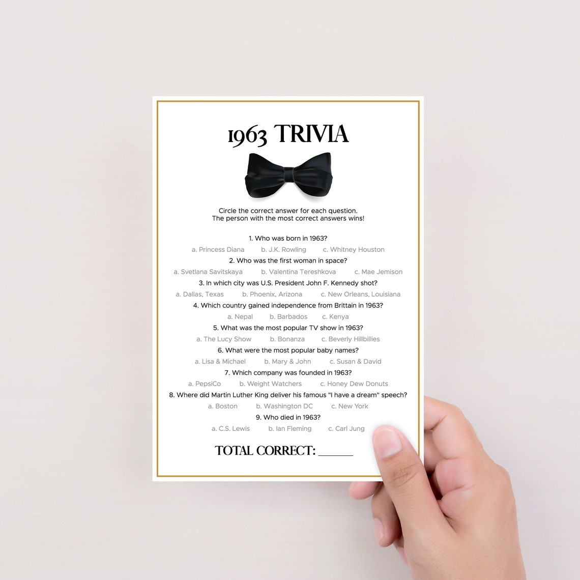 1963 Birthday Party Games Pack Instant Download Adults - Etsy