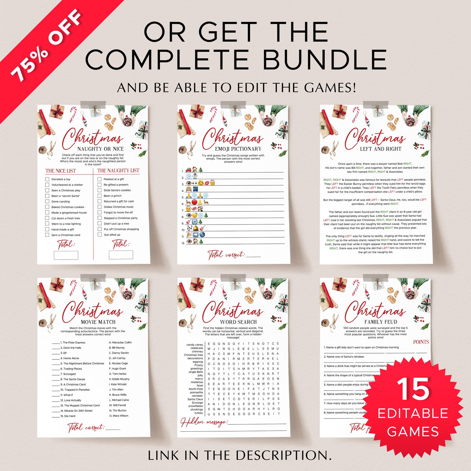 Naughty or Nice List Printable Funny Christmas Games Instant Download ...