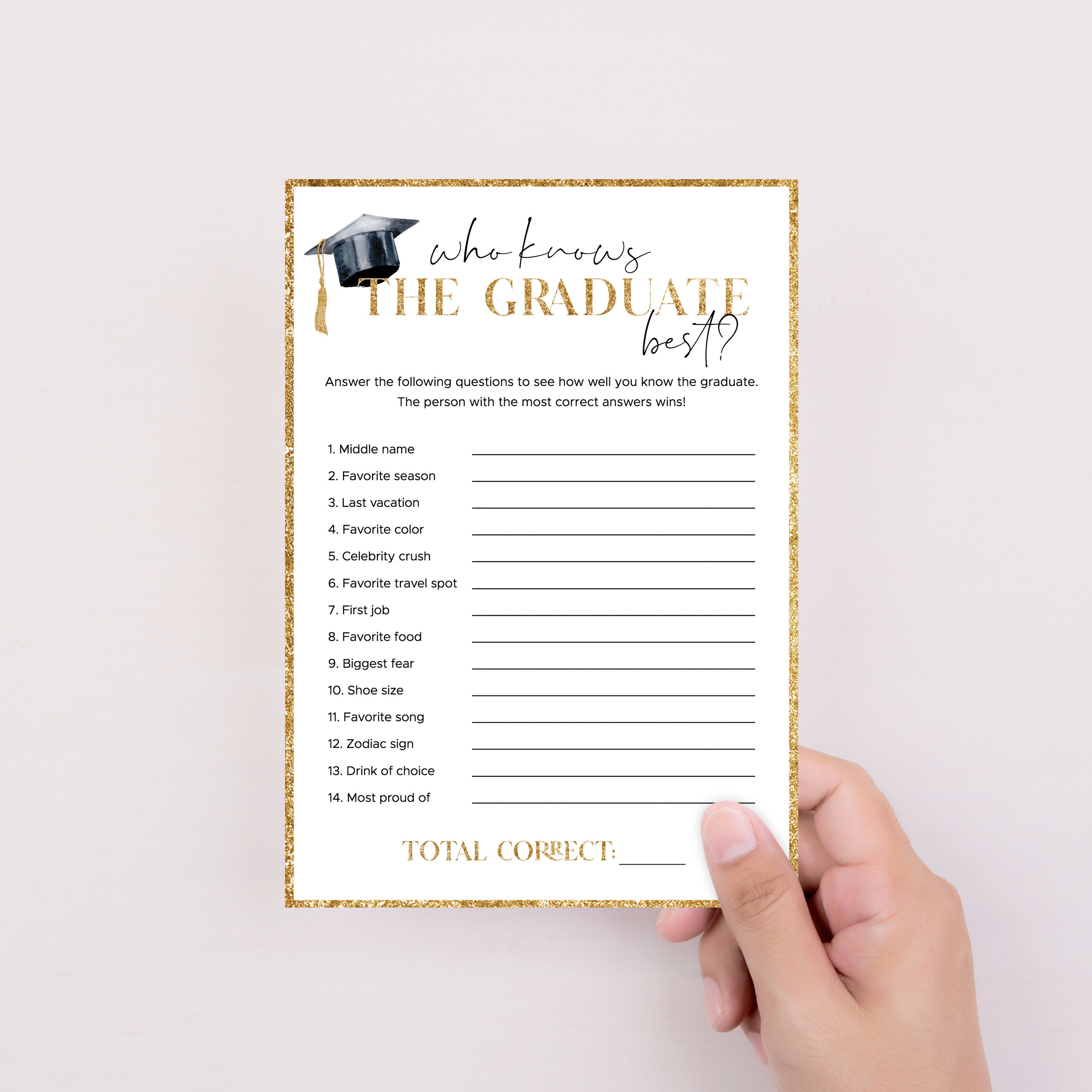 Black and Gold Graduation Party Games Printable Grad Party Game Bundle ...