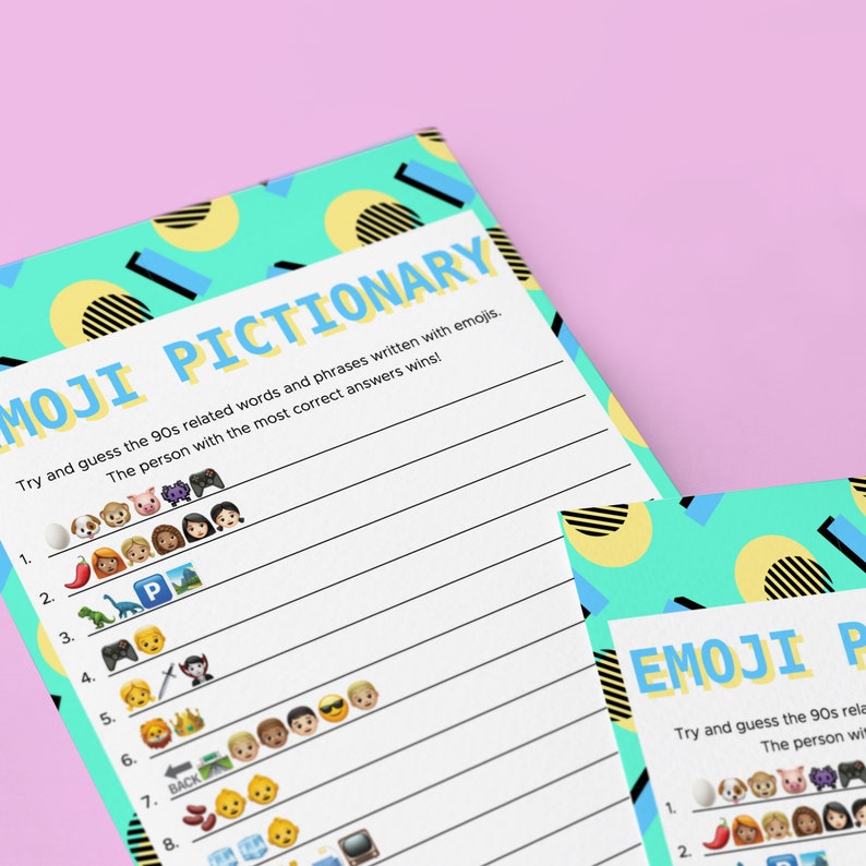 90s Party Emoji Pictionary Game Printable Nineties Themed - Etsy