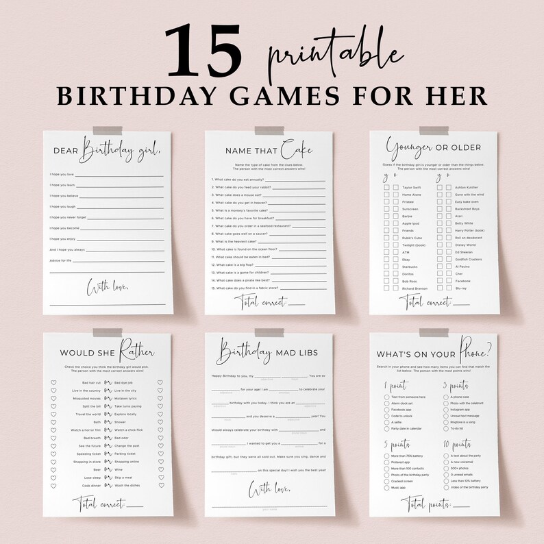 Womens Birthday Games Bundle Printable Adult Games for | Etsy