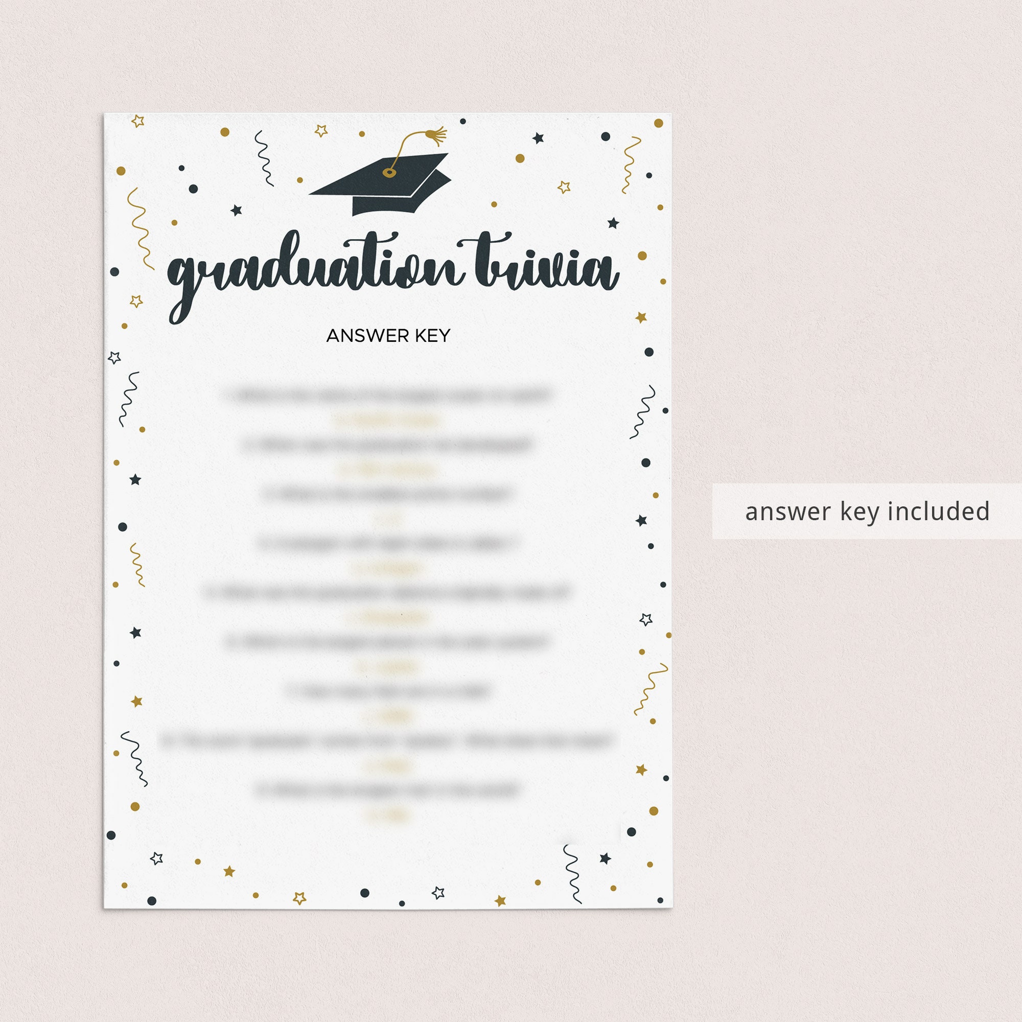 Trivia Graduation Game Graduation Trivia Printable One Last Test ...