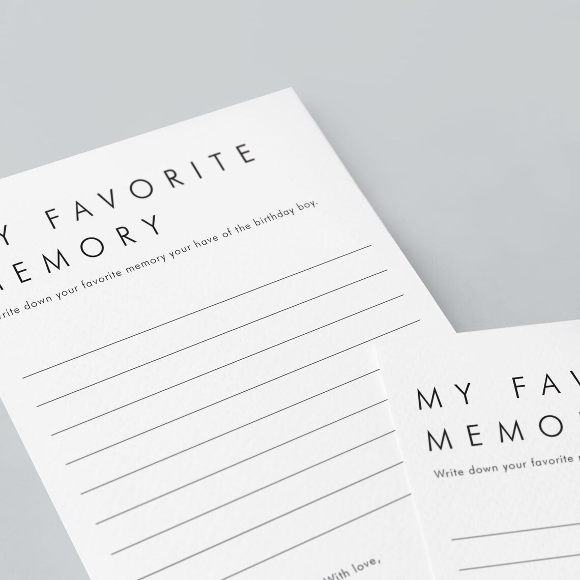 Mens Birthday Party Game Printable My Favorite Memory of the Birthday ...
