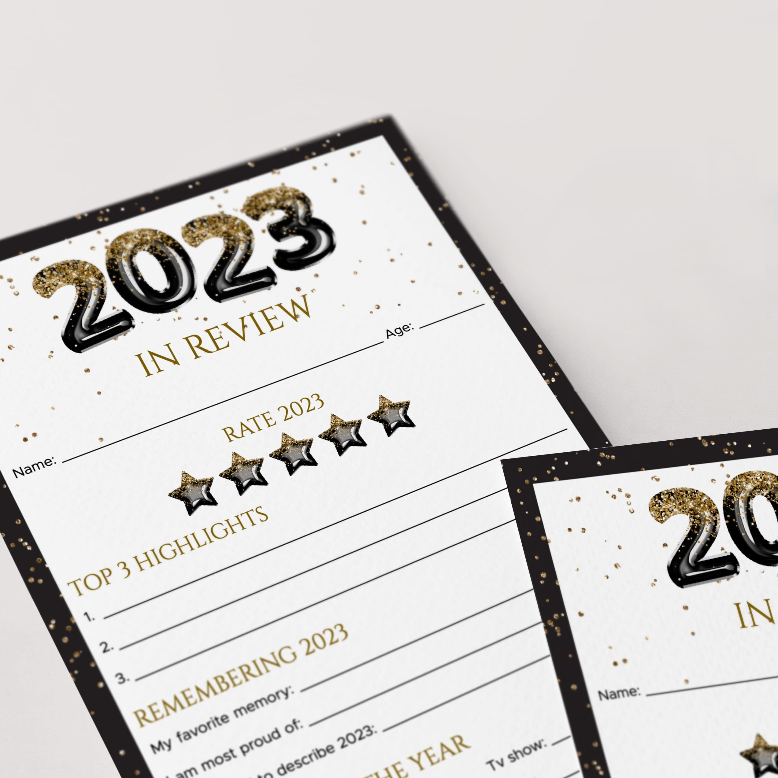 New Years Games Bundle Printable Black and Gold Foil Balloon Festive ...