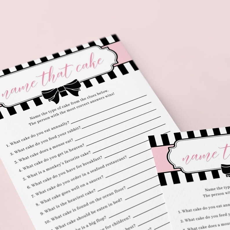Name That Cake Game Printable A Night in Paris Theme Birthday Activity ...