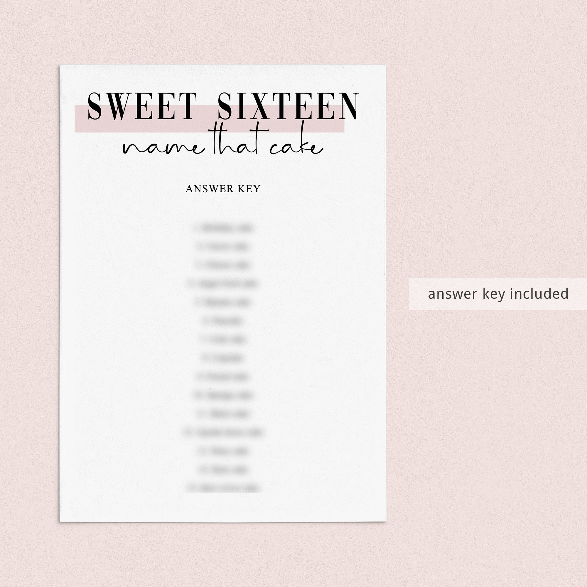 Modern Sweet 16 Games Bundle Printable Pink Sweet Sixteen Party ...