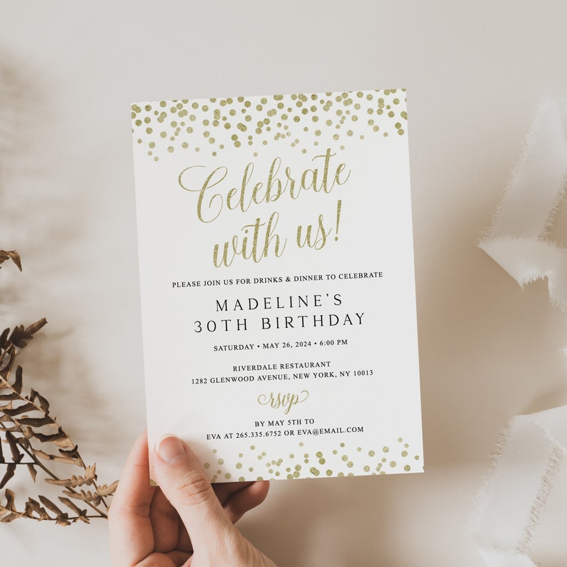 Gold Foil Party Invitation Template Digital Birthday Invitation Instant ...