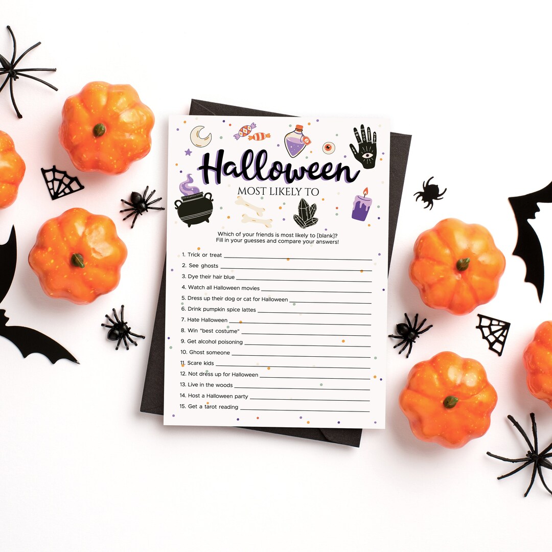Halloween Most Likely to Game Printable Witch Themed Party Activity Who ...
