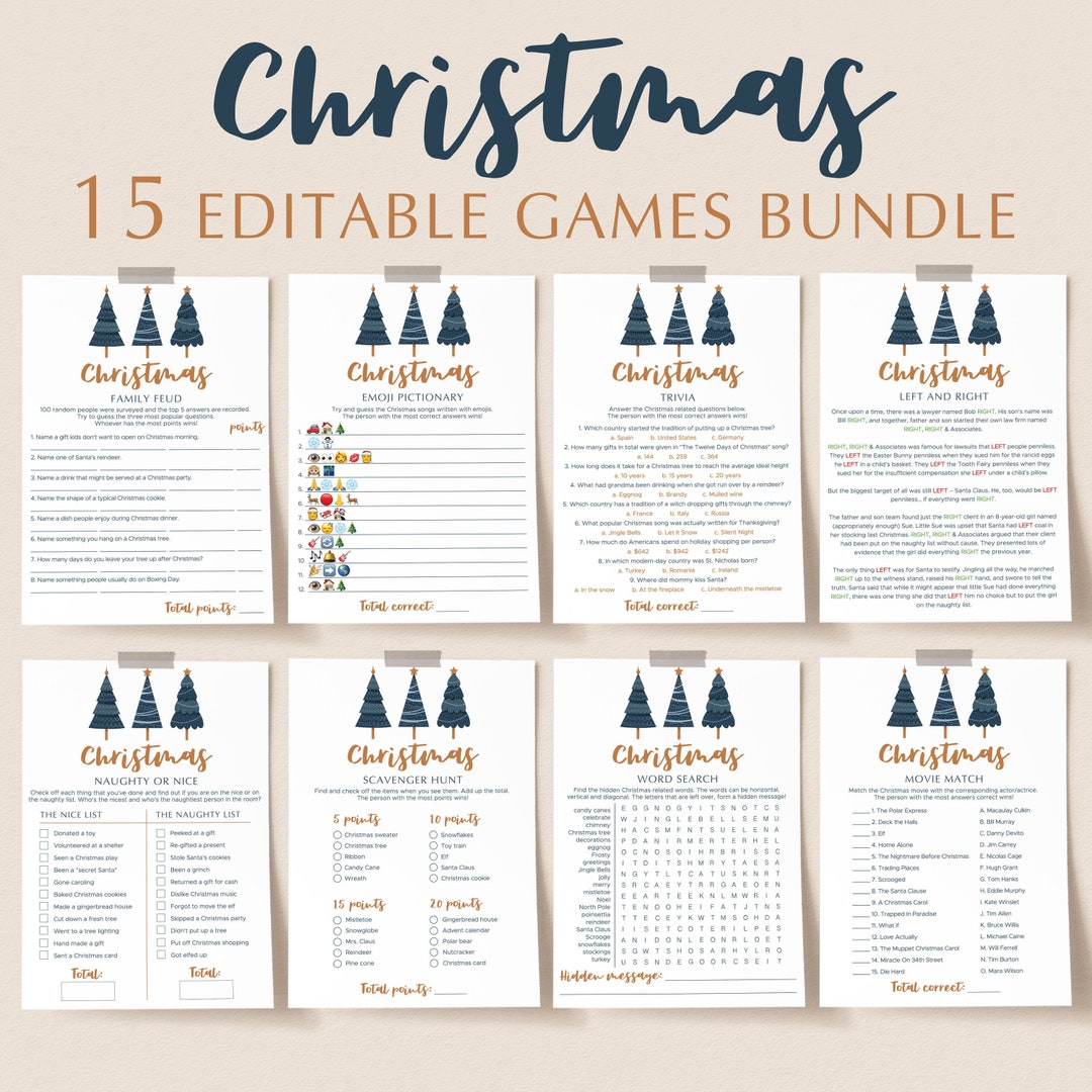 Christmas Games Bundle Printable Editable Xmas Activities for Kids and ...