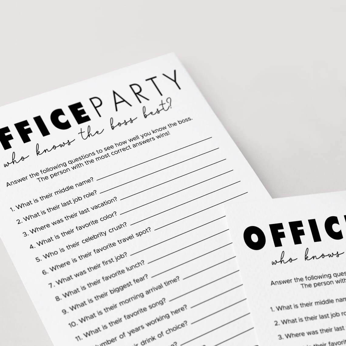 Who Knows the Boss Best Game Printable Office Party Activity Idea, Team ...
