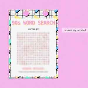 90s Word Search Game Printable 1990s Birthday Party Game Ideas for Kids ...