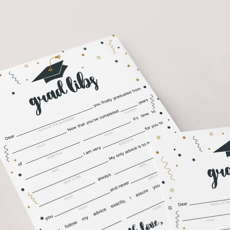 Graduation Mad Libs Game Printable Grad Party Games Simple Graduation Party Activity 2024 Grad ...