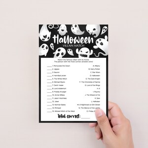 Halloween Villain Match Printable Scary Movie Game Night Idea for ...