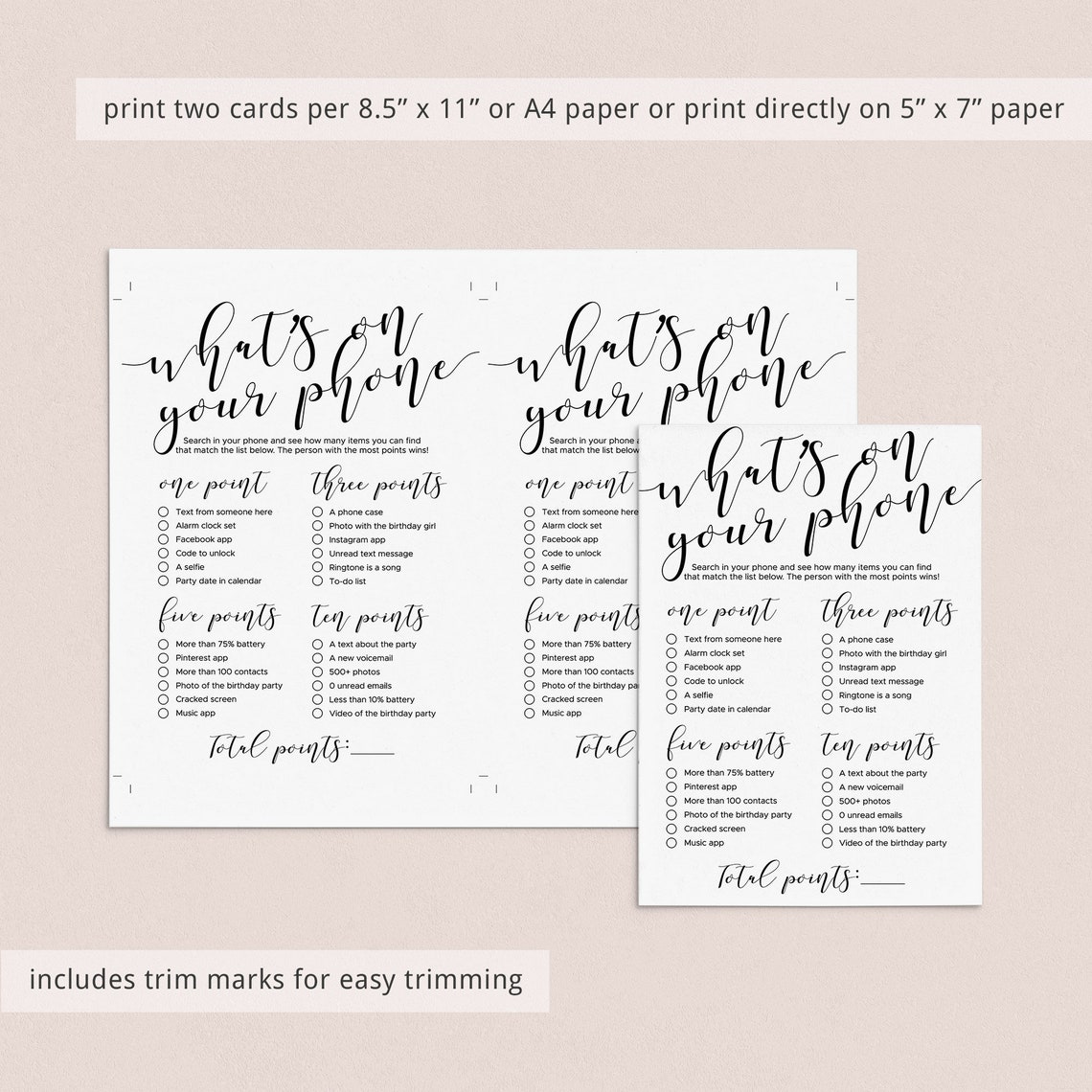 Whats on Your Phone Birthday Party Game Printable Womens Birthday ...