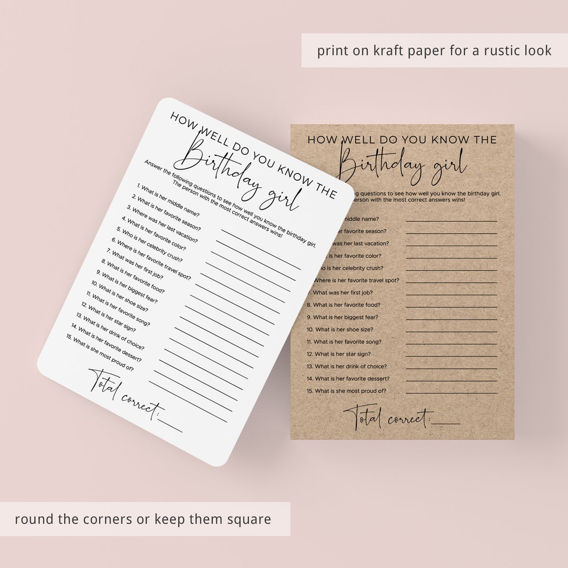 Who Knows the Birthday Girl Best Game Printable How Well Do You Know ...