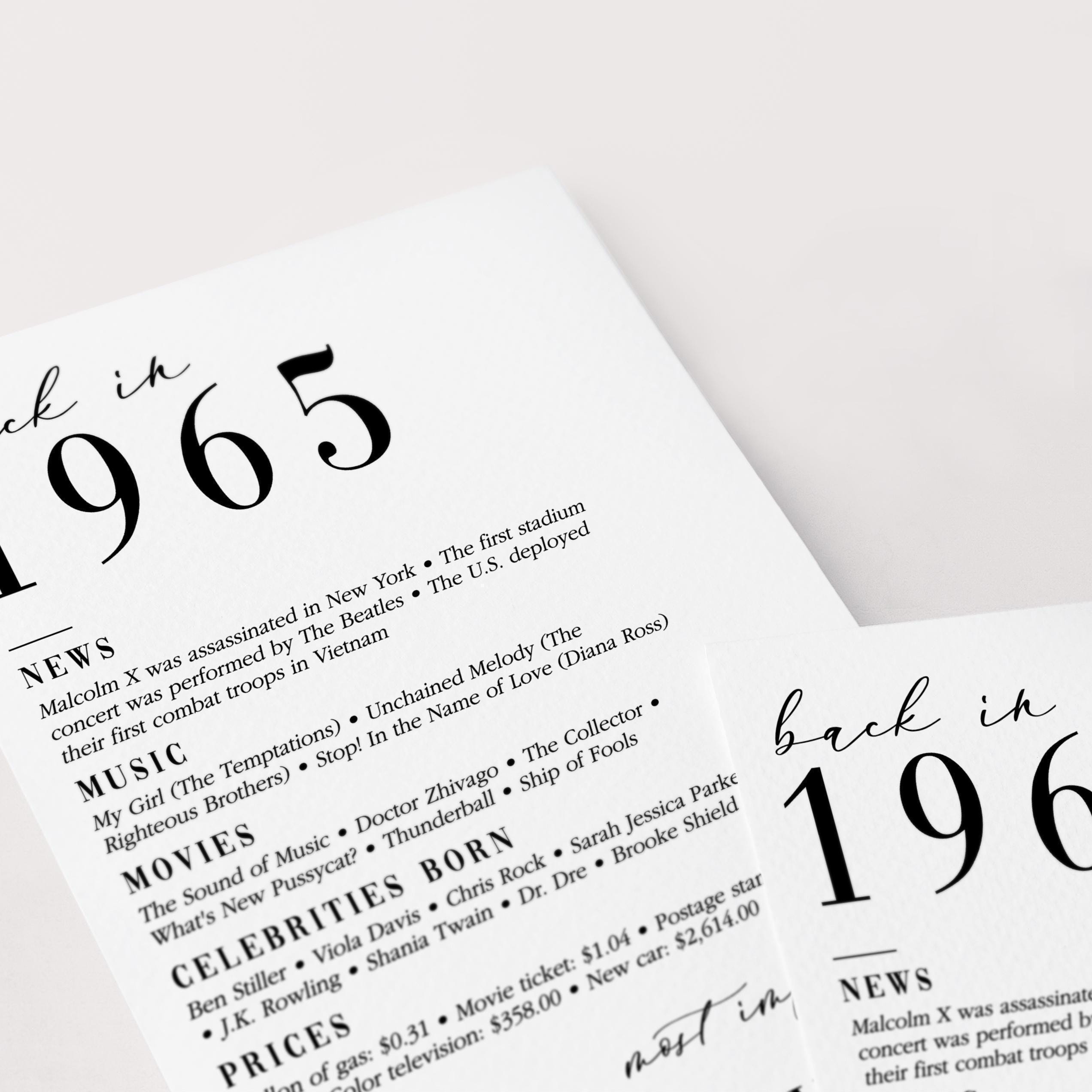 60th Birthday Party Decorations 60th Bday Place Cards 60th Born in 1965 ...