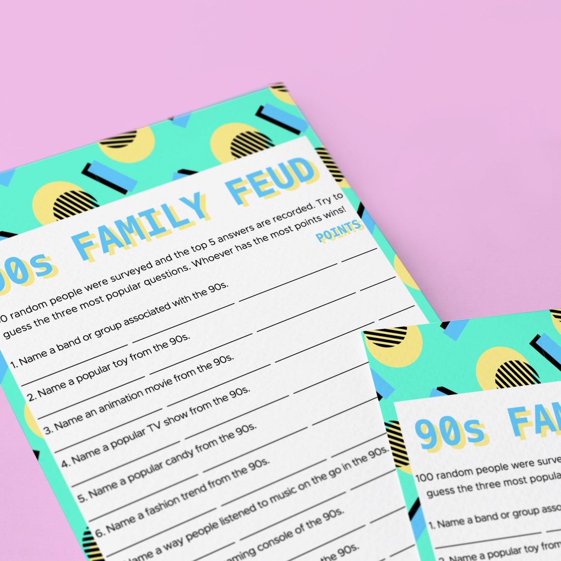 90s Family Feud Game Printable Nineties Birthday Party Game Ideas for ...