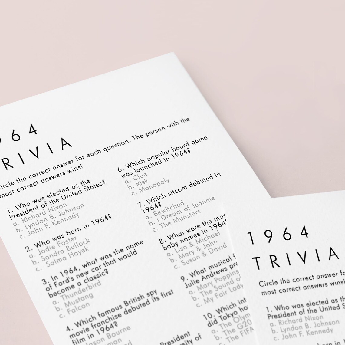 61st Birthday Games Printable for Her Born in 1964 Trivia the Price is ...