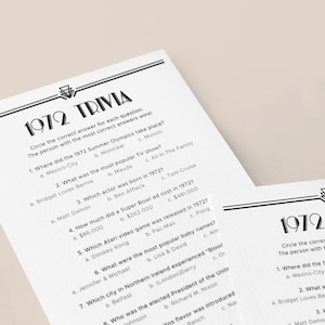 Fun Facts Quiz About 1972 Trivia Game Printable Birthday Party ...