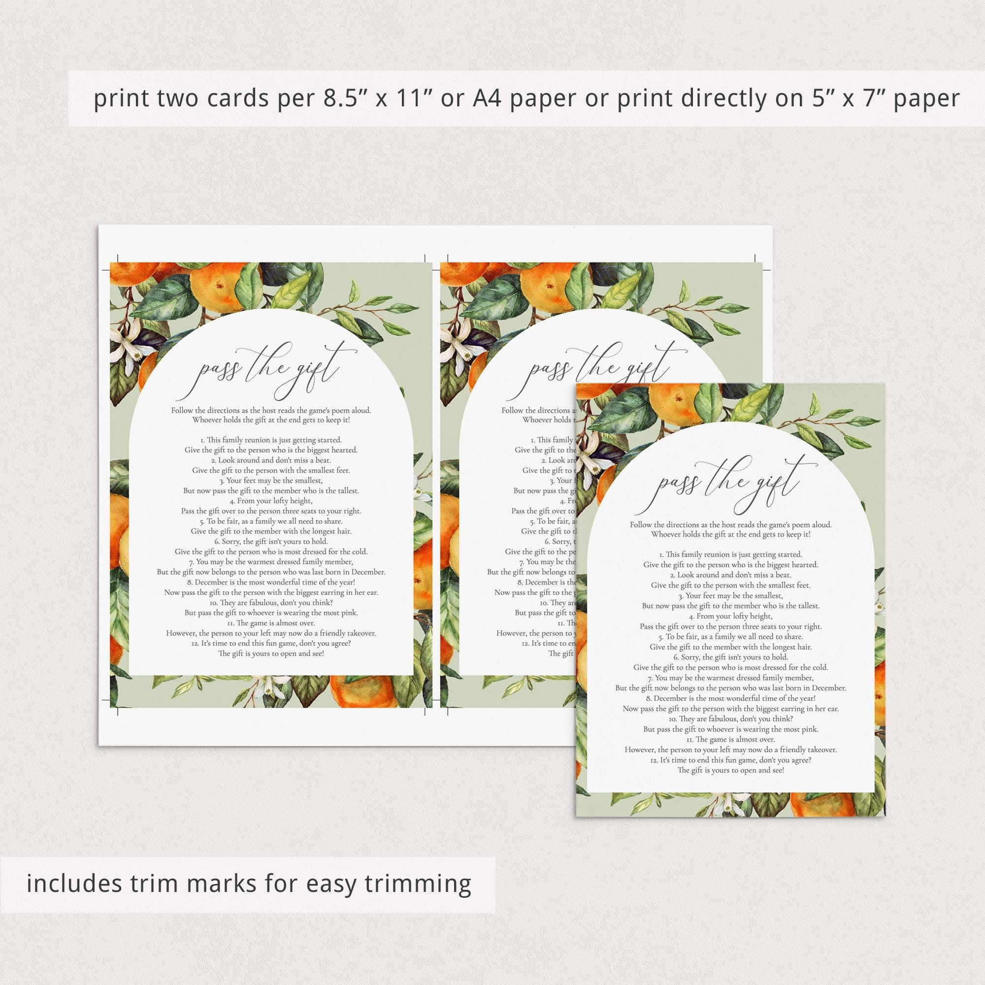 Pass the Gift Game Printable Family Reunion Pass the Present Exhange ...