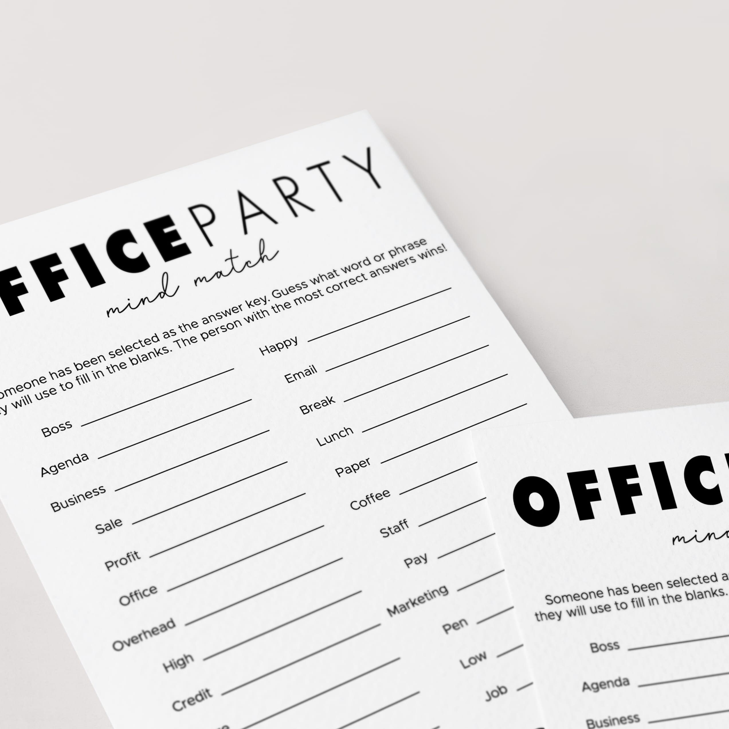 Office Party Mind Match Game Digital Download | Work Party Finish the ...