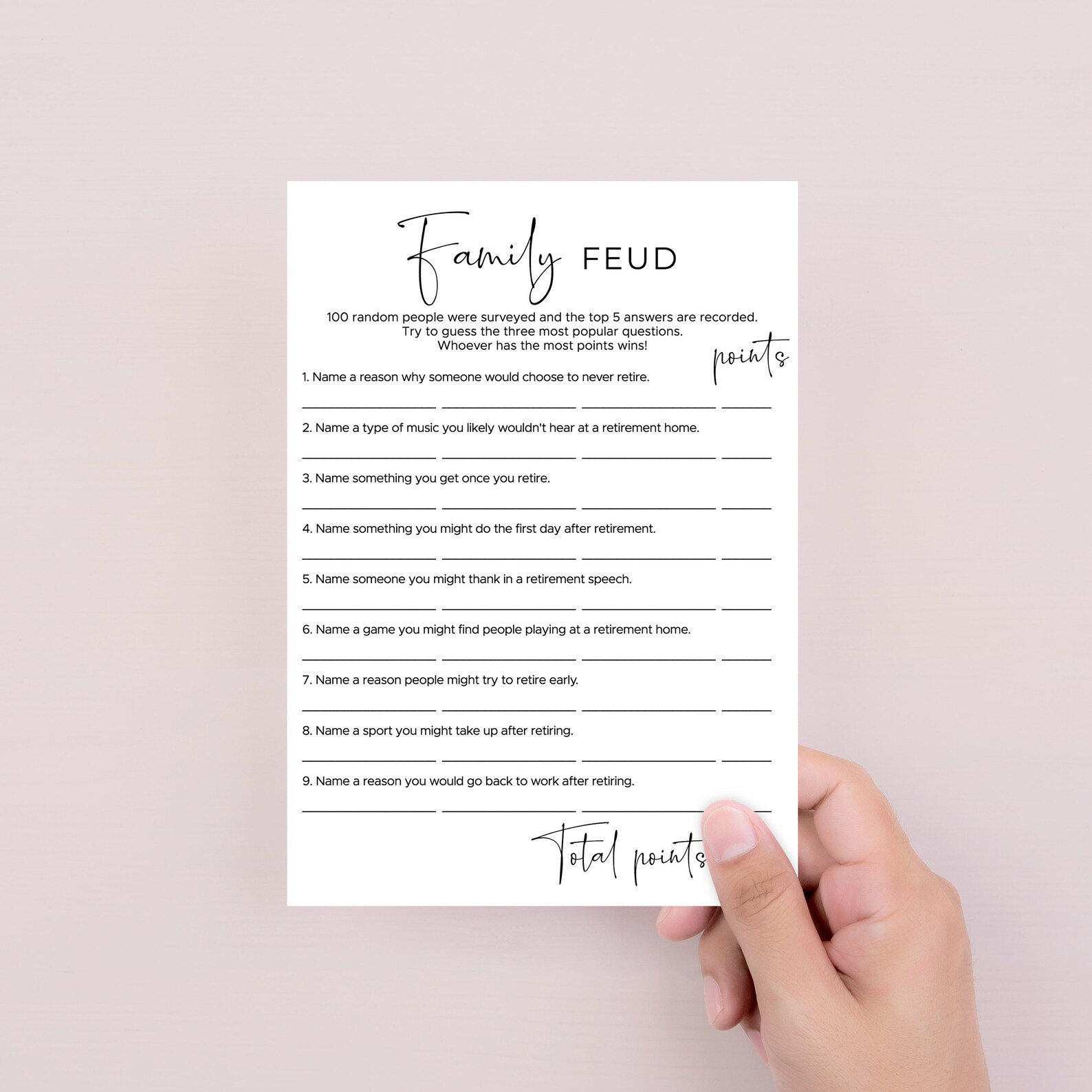 Retirement Party Family Feud Game Printable Goodbye Party Questions and ...