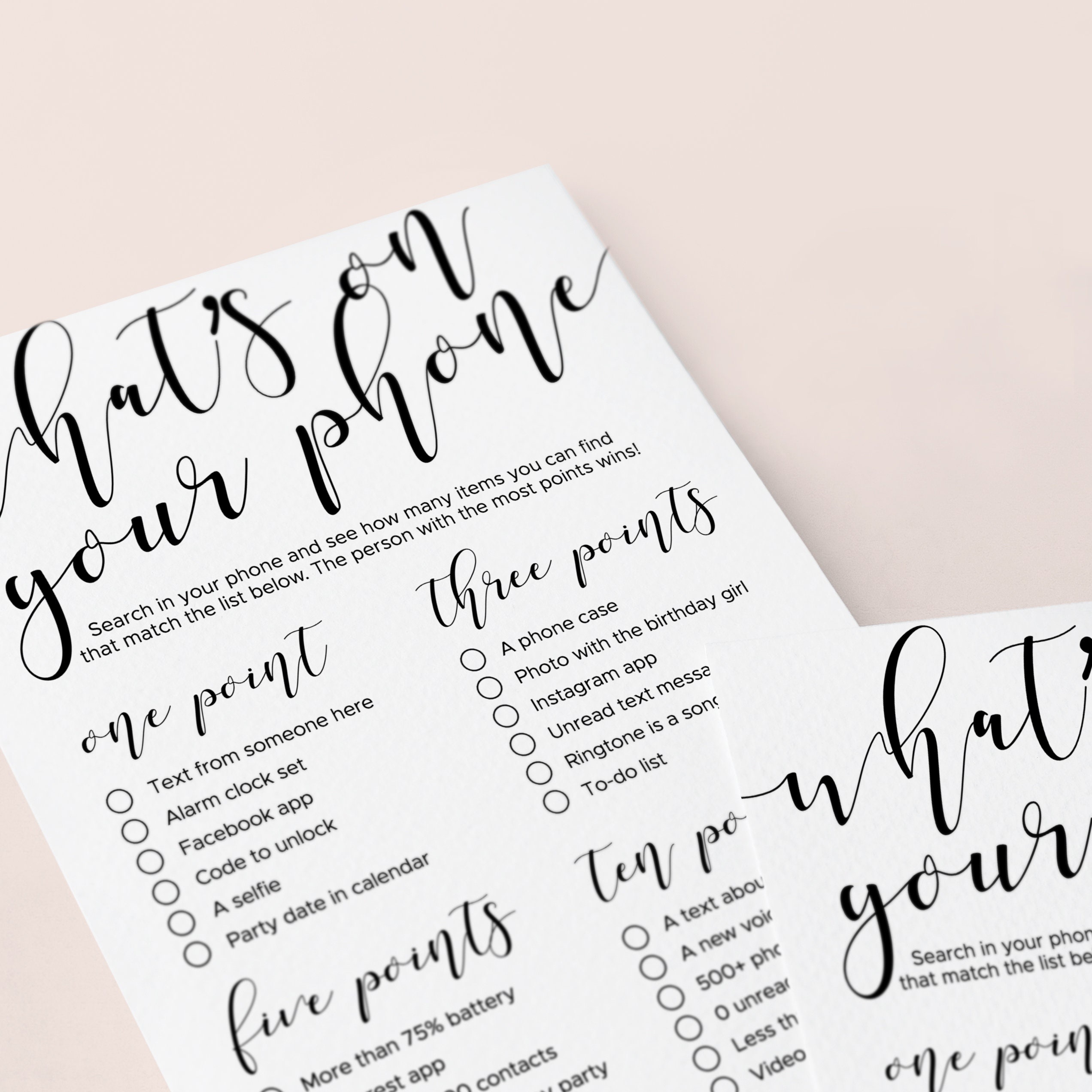 Whats on Your Phone Birthday Party Game Printable Womens Birthday ...