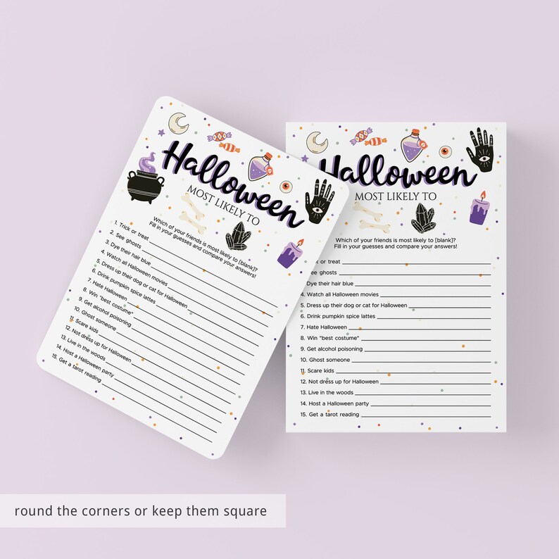 Halloween Most Likely to Game Printable Witch Themed Party - Etsy