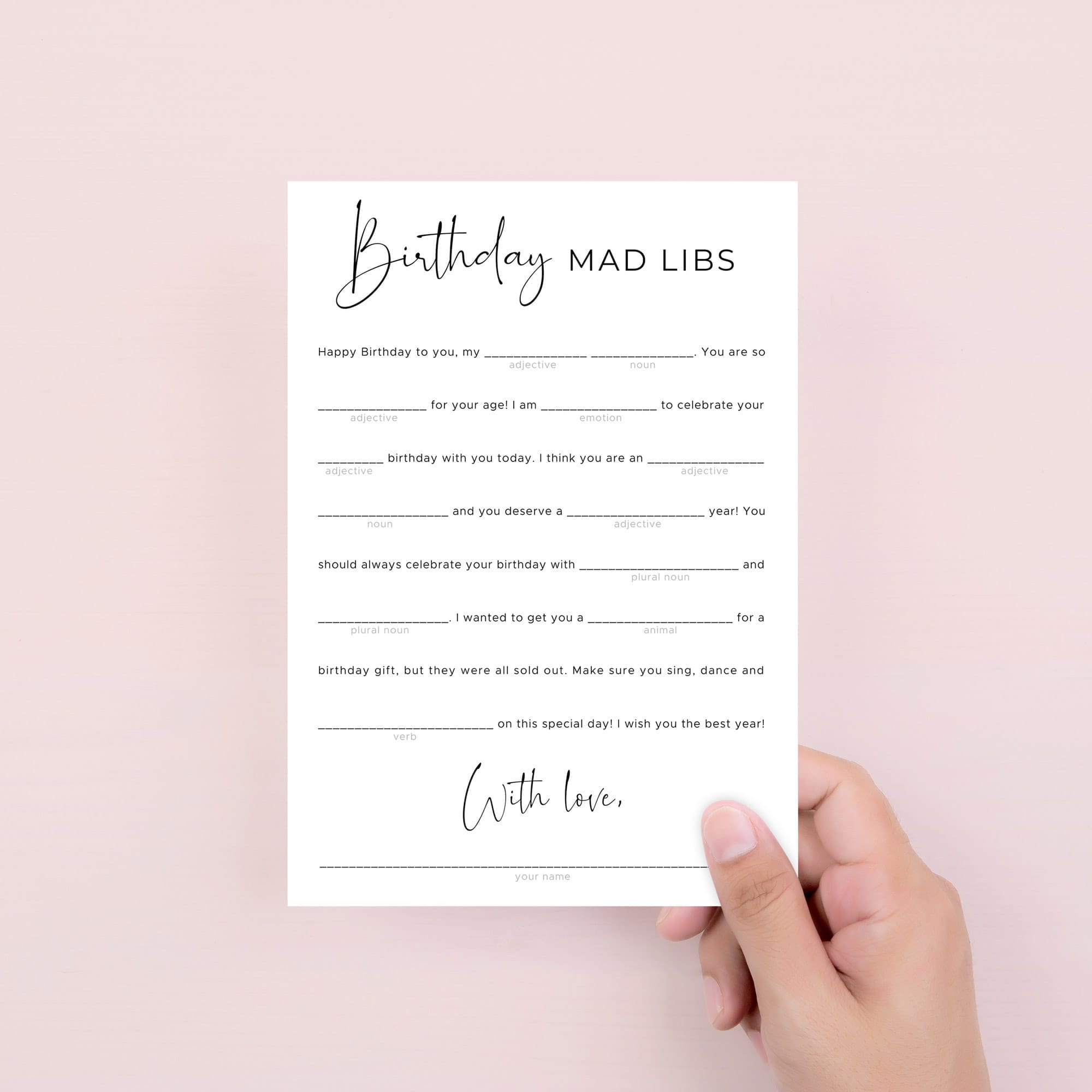 Funny Birthday Mad Libs Game Printable Bday Games for Adults and Kids ...
