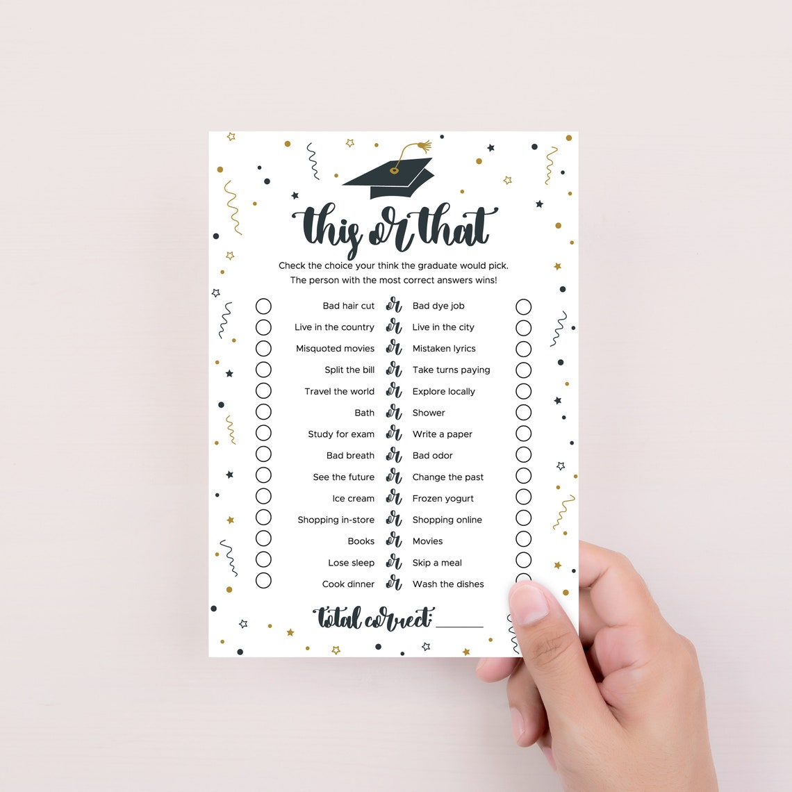 Graduation This or That Game Printable 2024 Grad Party Game Ideas for ...