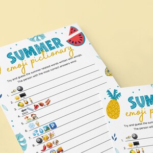 Summer Emoji Pictionary Game Printable Summertime Activities for Kids ...