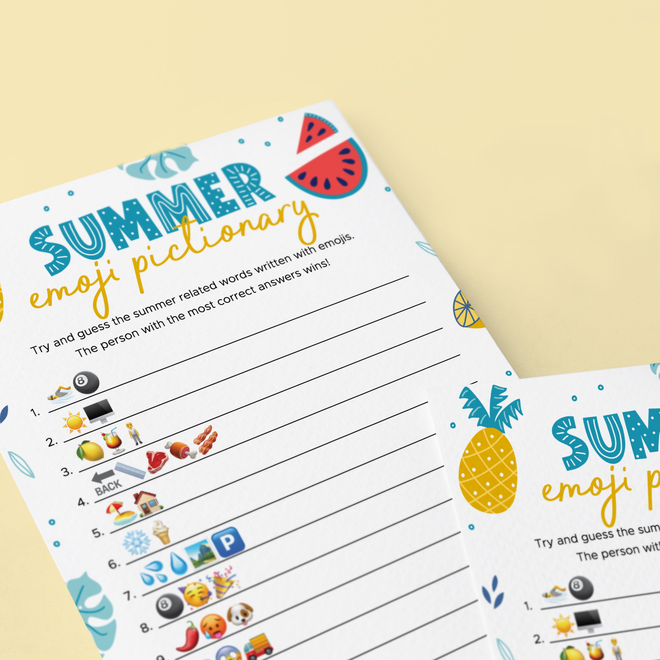 Summer Emoji Pictionary Game Printable Summertime Activities for Kids ...